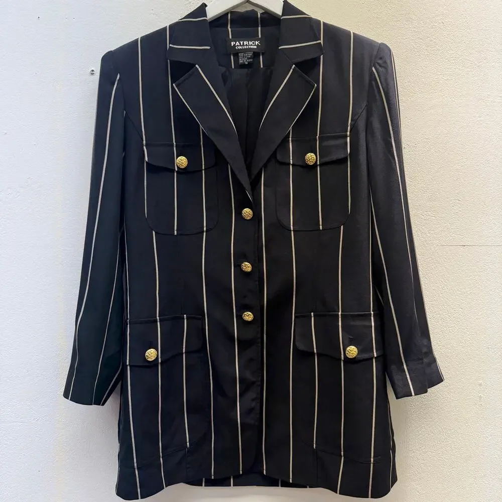 Patrick Collection | Jackets & Coats | Vintage 98s Black Silk Pinstripe ...